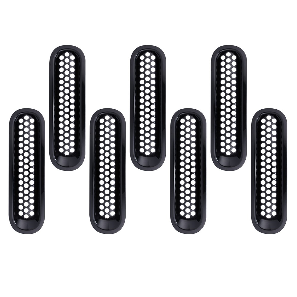 Auto Zubehor Schwarz ABS Kunststoff Front Grille Raster Set fur 2007 2016 Jeep Wrangler Mesh Cover 7pcs